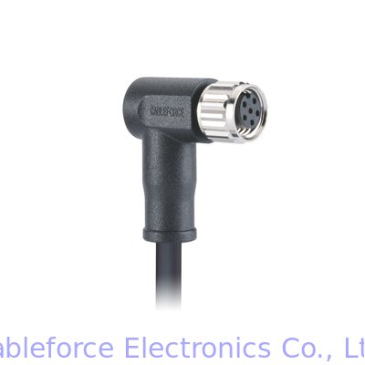 M8 Cable Plug Female 6 Poles Right Angled Connector Molded PUR Cable