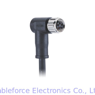 M8 Cable Plug Female 5 Poles Right Angled Connector Molded PUR Cable
