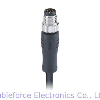Male Plug 8 Pin Panel Mount Connector Single Ended Cable Plug Molded With PUR Cable