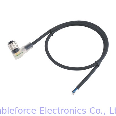 LED Display Type M12 Cable Plug 5 Poles B Coding Female Right Angled Connector Molded PUR Cable