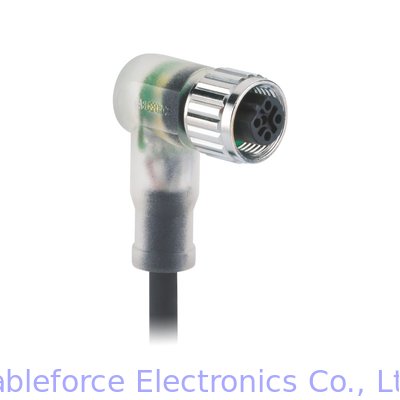 LED Display Type M12 Cable Plug 5 Poles B Coding Female Right Angled Connector Molded PUR Cable