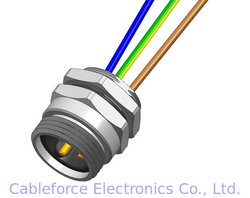 3 Pin Mini Change Connectors Male Solder Type Rear Mounting For Actuator / Sensor