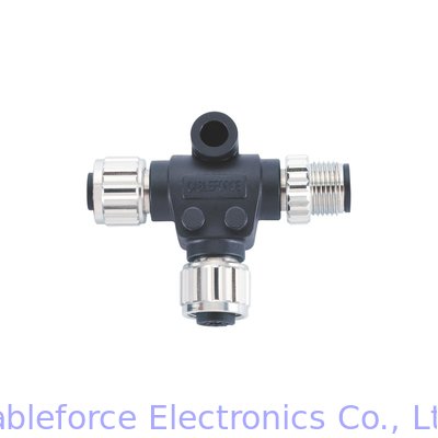 A Coding M12 Power Connector 5 Poles , EMI Shielded Micro T Connector For Sensor