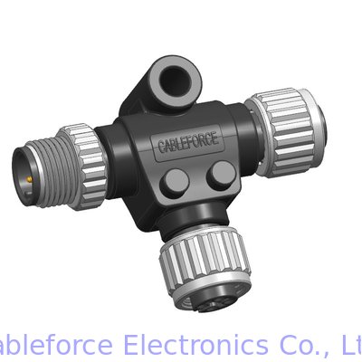 A Coding M12 Power Connector 5 Poles , EMI Shielded Micro T Connector For Sensor