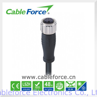 I connettori di cavo circolari di Un-codifica femminile di IP67 M12 8pin con il PVC cablano la vite di metallo