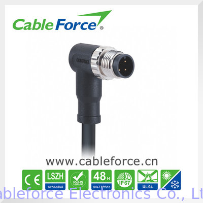 M12 3pin Male A-Coding Right Angled PUR / PVC Circular Cable Connectors