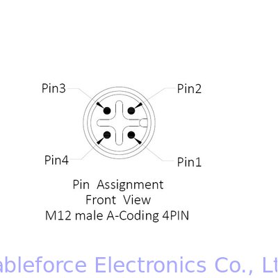M12 4PIN Male A-Coding Panel Mount Receptacle Front Mounting Soldered