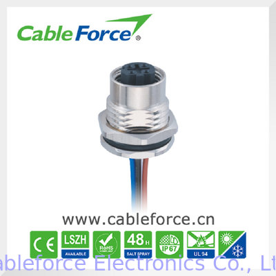 M12 D-Coded Female Front Mounting 4 Pin Waterproof Connector CNC Screw