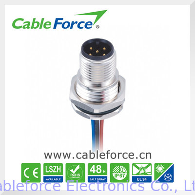 connettore elettrico Un-codificato 5pin del maschio M12 con i cavi del PVC di 50cm
