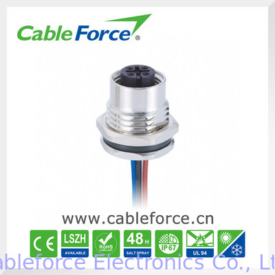 5 PIN A-Coding Female M12 Panel Mount Connector Screw Fastend
