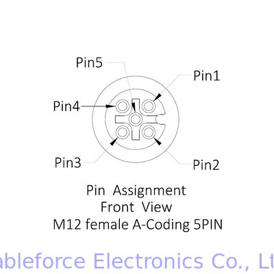 5 PIN A-Coding Female M12 Panel Mount Connector Screw Fastend