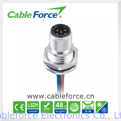 B-Coded Female M12 5 Pin Waterproof Connector Front Mounting