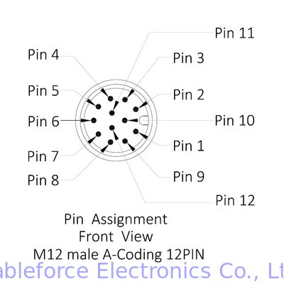 Gold Plated IP67 12pin Male M12 Panel Mount Connector With Wires ​