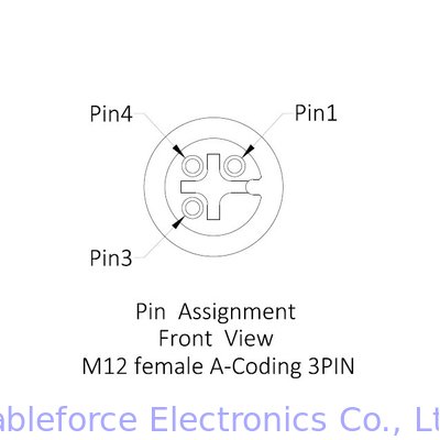 Connettore di Pin femminile di montaggio posteriore M12 3 di 250V 4A con i cavi 22AWG