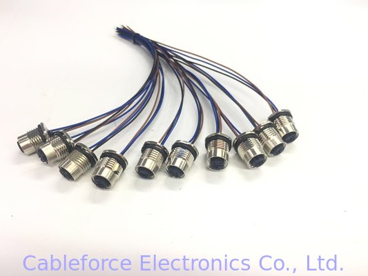 Connettore di Pin femminile di montaggio posteriore M12 3 di 250V 4A con i cavi 22AWG