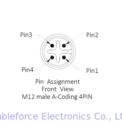 IP67 Rating  4 Pin A-Coded Male M12 Panel Mount Connector Rear Mounting CNC Screw