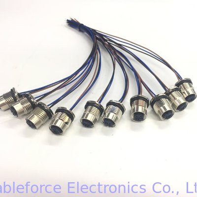 22AWG PVC Wires A-Code M12 4 Pin Female Connector Rear Mounting
