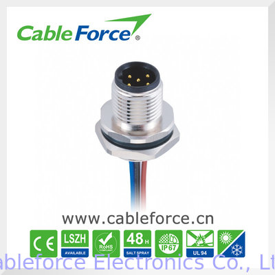 parte posteriore maschio del connettore del supporto del pannello M12 di B-codifica di Pin di 60V 4A 5 che monta la vite di CNC