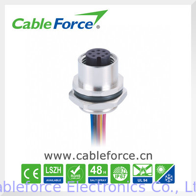IP67 8pin connettore elettrico femminile di Un-codice M12/connettore impermeabile del supporto del pannello
