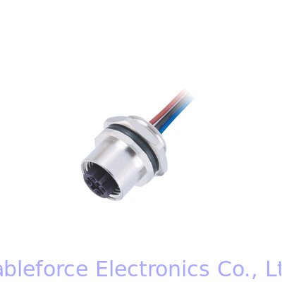IP67 Female 5pin B-Code M12 Panel Mount Connector Rear Mounting With PVC Wires
