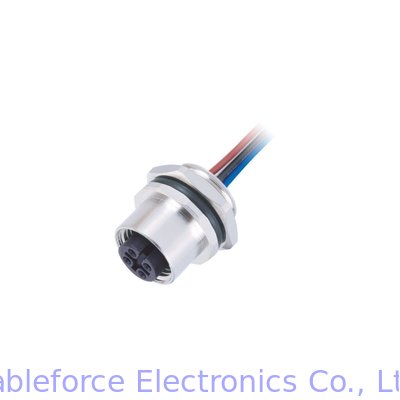 22AWG PVC Wires A-Code M12 4 Pin Female Connector Rear Mounting