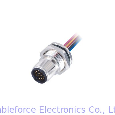 Gold Plated IP67 12pin Male M12 Panel Mount Connector With Wires ​