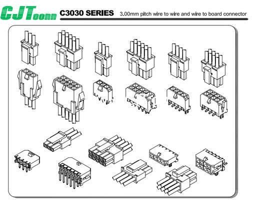 Back,Nylon66,2~50P,3.0mm pitch Wire to Wire connectors,Wire to board connectors,Molex (43045,43025,43645)equivalent