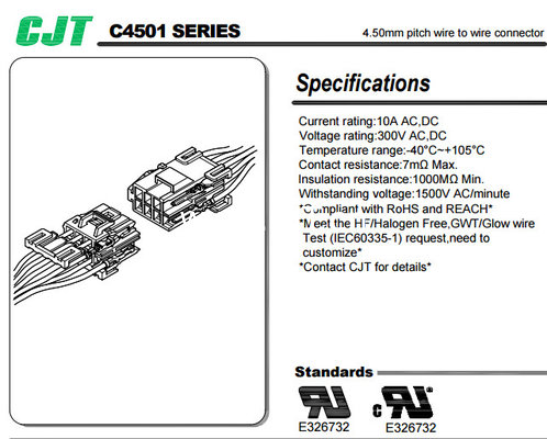 JST YL-4.5mm,3x5P,Wire to wire connectors,white,With buckle, with lock piece,Large quantities of stock