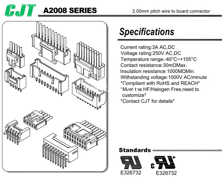 PH 2.0mm wire to board connector, SMT and DIP type available, with buckle，SMT/DIP board connectors