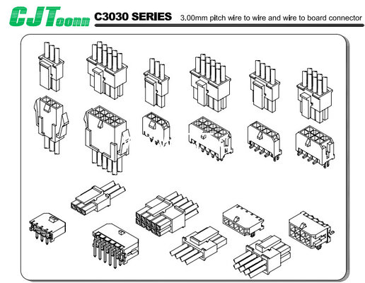 Wire Harness to Terminal with Phosphor Bronze Contact 3.0mm Pitch Connectors Vertical SMT Wafer Connector Black Color
