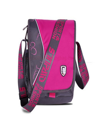 Pink nylon shoulder hiking bag for outdoor sports  , canvas tote handbag