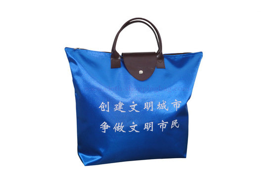 Customized blue foldable oxford tote bag for shopping with Logo - printing