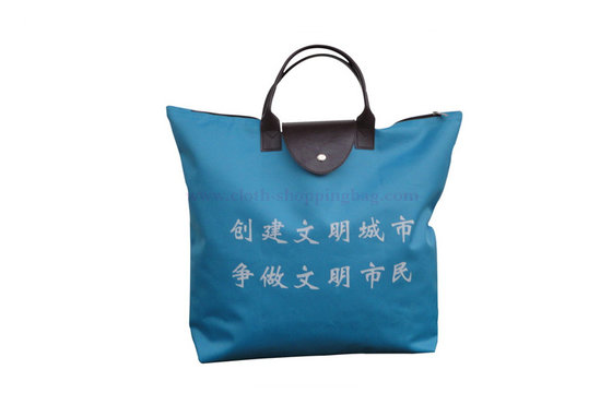 Customized blue foldable oxford tote bag for shopping with Logo - printing