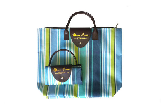 Customized durable waterproof stripe oxford tote bag reusable for travel