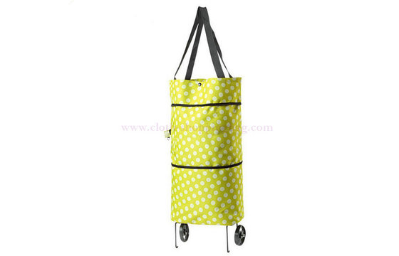 Recyclable 600D oxford fabric foldable trolley shopping bag on wheels