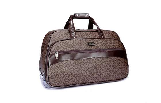 Big size brown waterproof PVC trolley travel bag for ladies with handles