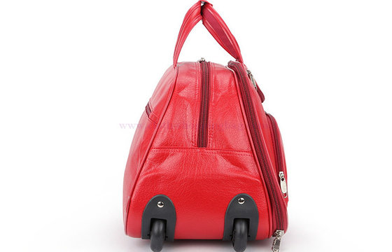 Red rolling business luggage bags for women with retractable handle