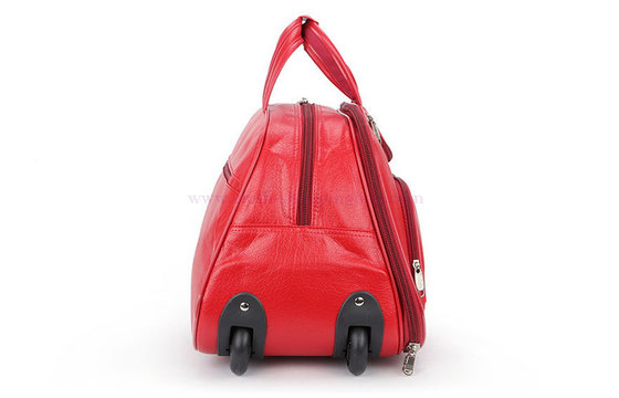 Red rolling business luggage bags for women with retractable handle