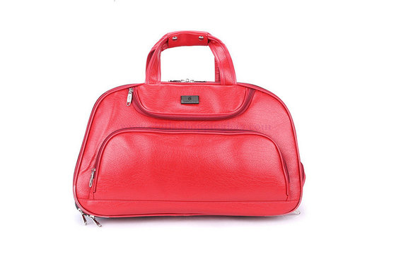 Portable red roller gear travel bags with retractable handle for ladies
