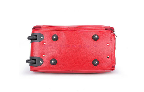 Red rolling business luggage bags for women with retractable handle