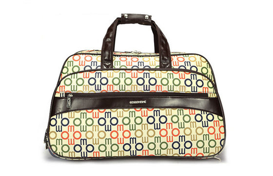 Middle size flower patterned trolley travel bag for airplane , small rolling duffel set