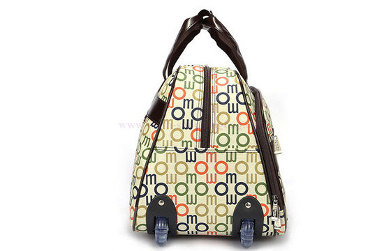 Middle size flower patterned trolley travel bag for airplane , small rolling duffel set