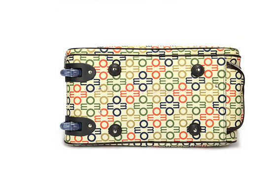 Middle size flower patterned trolley travel bag for airplane , small rolling duffel set