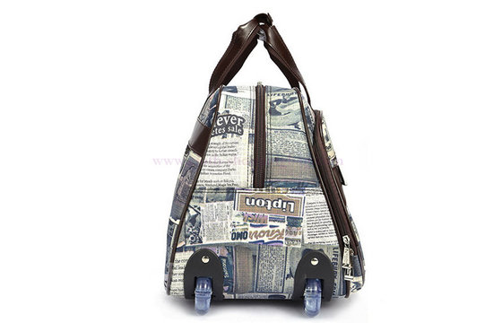 PVC fabric Large trolley travel bag newspaper patterned for business travel