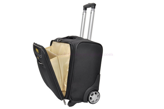 Durable 17 inch nylon roller luggage bags with pocket , built - in caster
