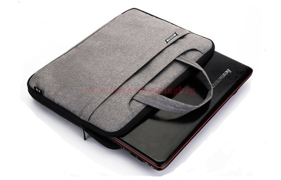 Black Light weight sleek nylon notebook laptop shoulder bag with adjustable strap