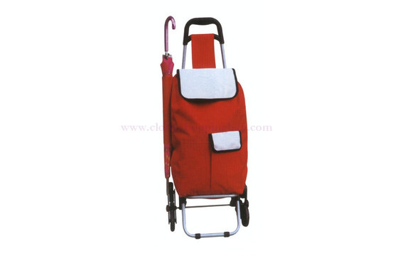 Black 600D oxford wheeled trolley shopping bags with umbrella pocket