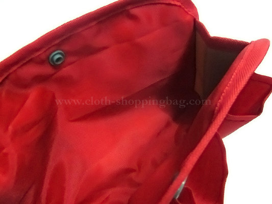 Red lightweight snaps cosmetic pouch for women , promotional cosmetic bag