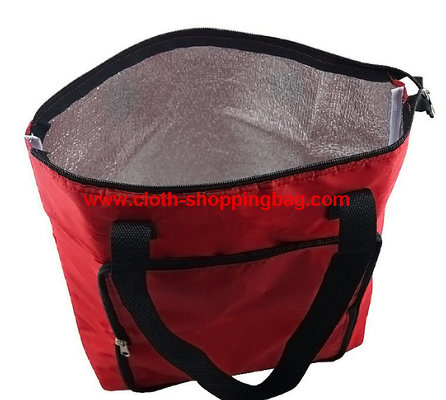 Foldable red travel cooler bag for keeping drinks 600D oxford