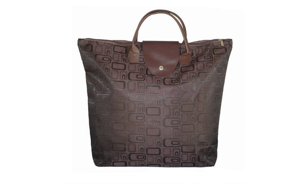 Pure colour foldable shopping bags / handbag with PU leather Handle